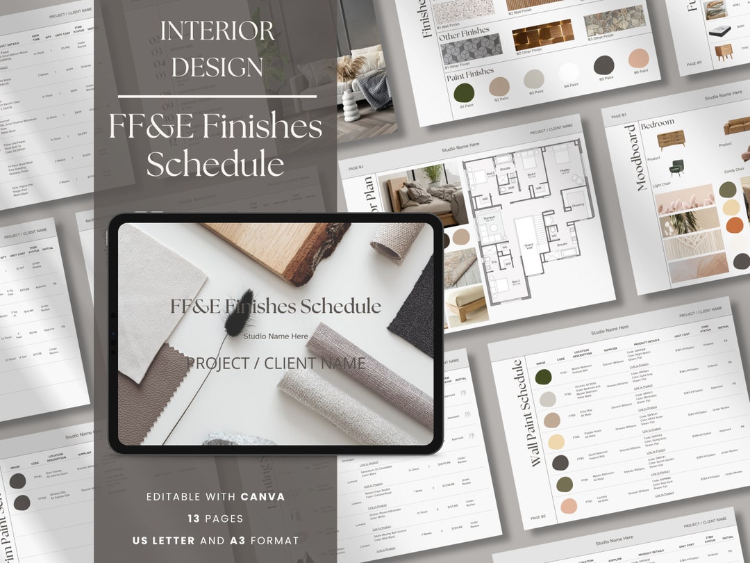 Interior Design Template Canva FFE Finishes, Furniture, Hardware ...