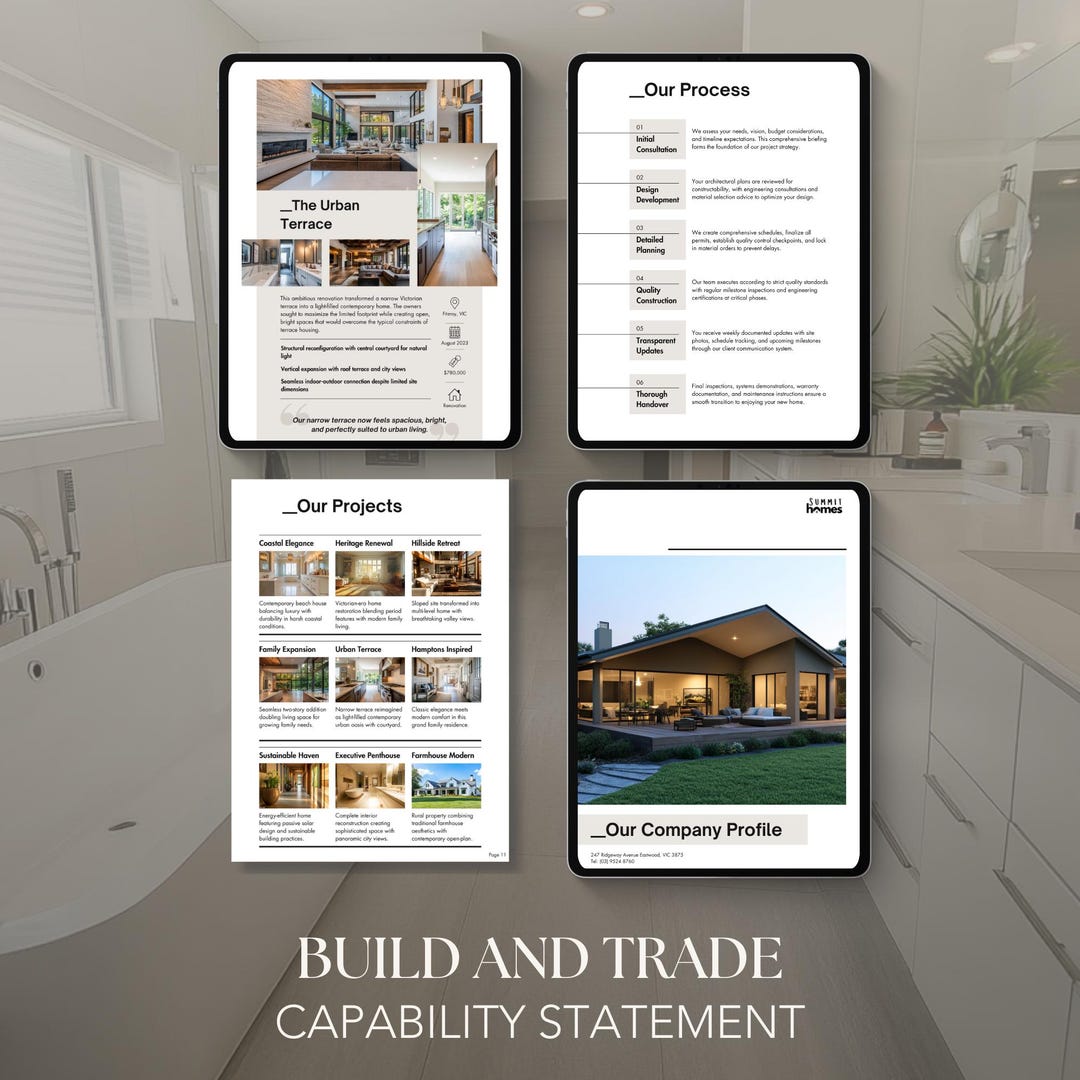 Construction Capability Statement Intro Guide Template for Canva. Used by Builders Contractors ...