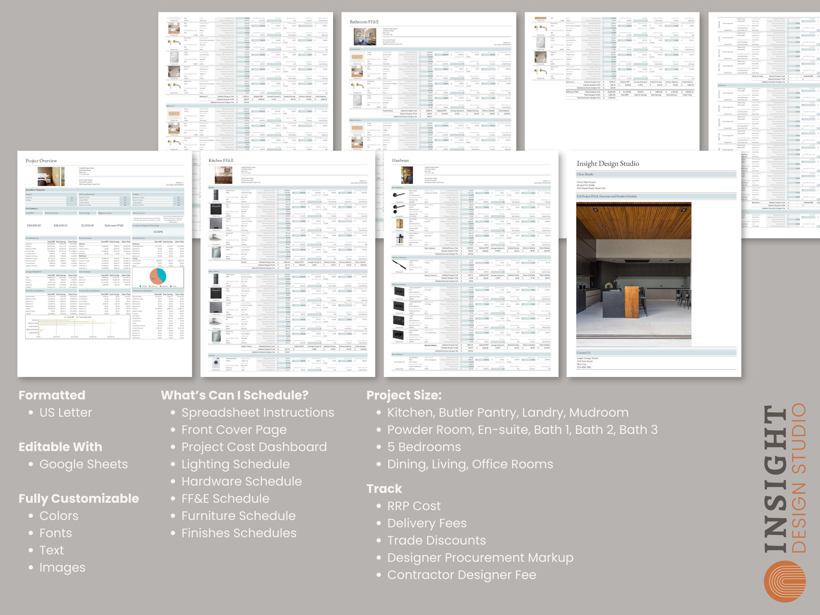 Interior Design Template FF&E Finishes Schedule, Procurement Fee Profit ...