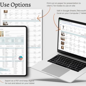 Interior Design Google Sheets Excel Product Specification Template ...