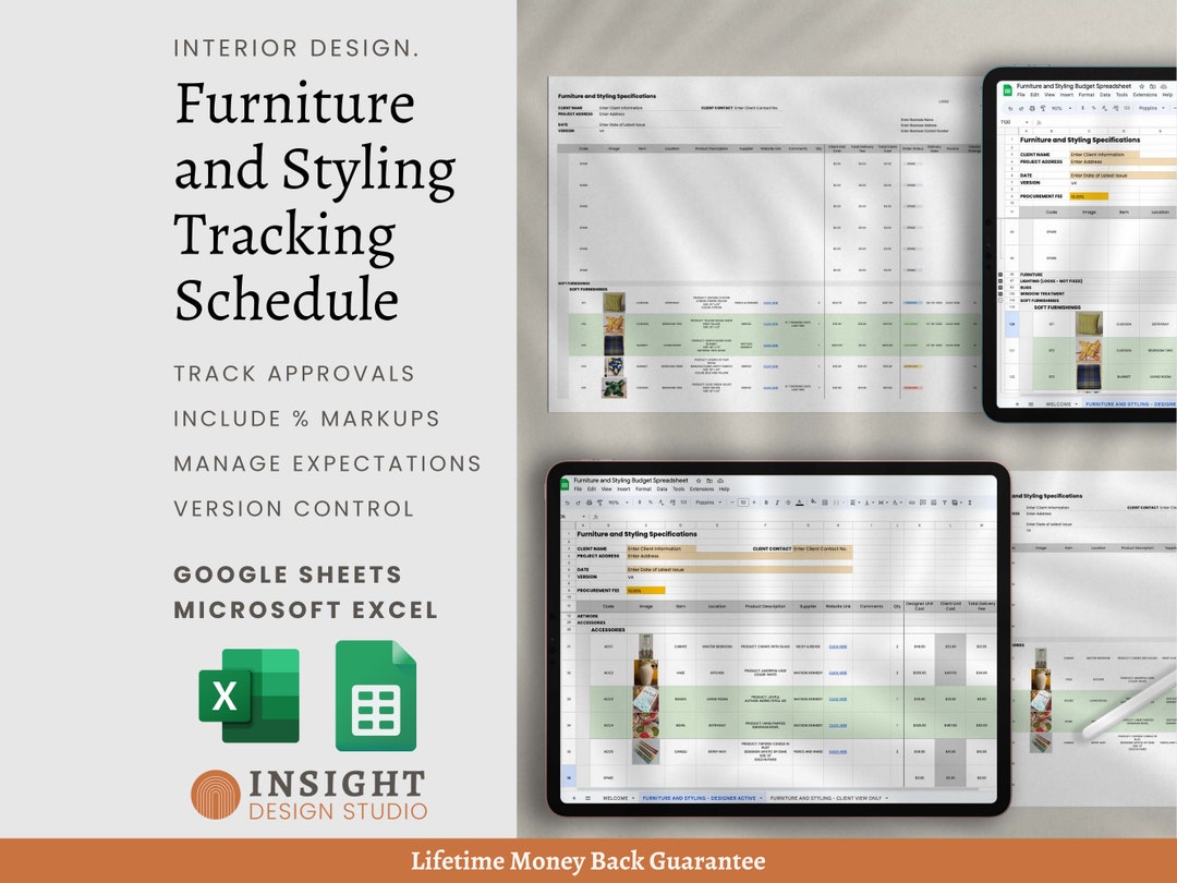 Interior Design FF&E Furniture and Styling Tracking Schedule Google ...
