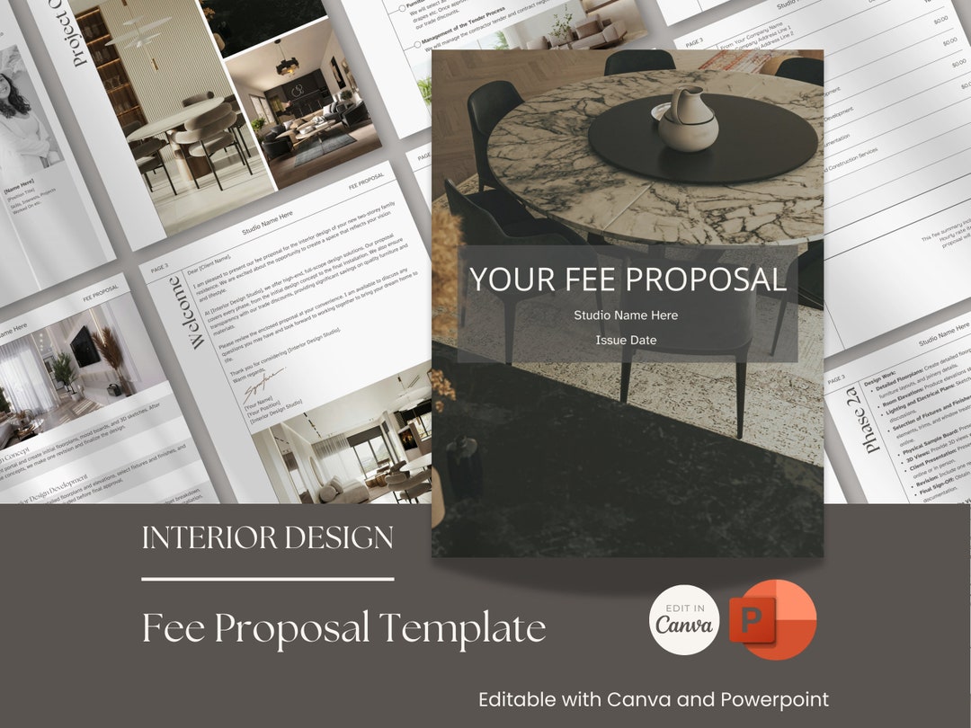 Interior Design Fee Proposal Template - the Finley - Canva Powerpoint ...