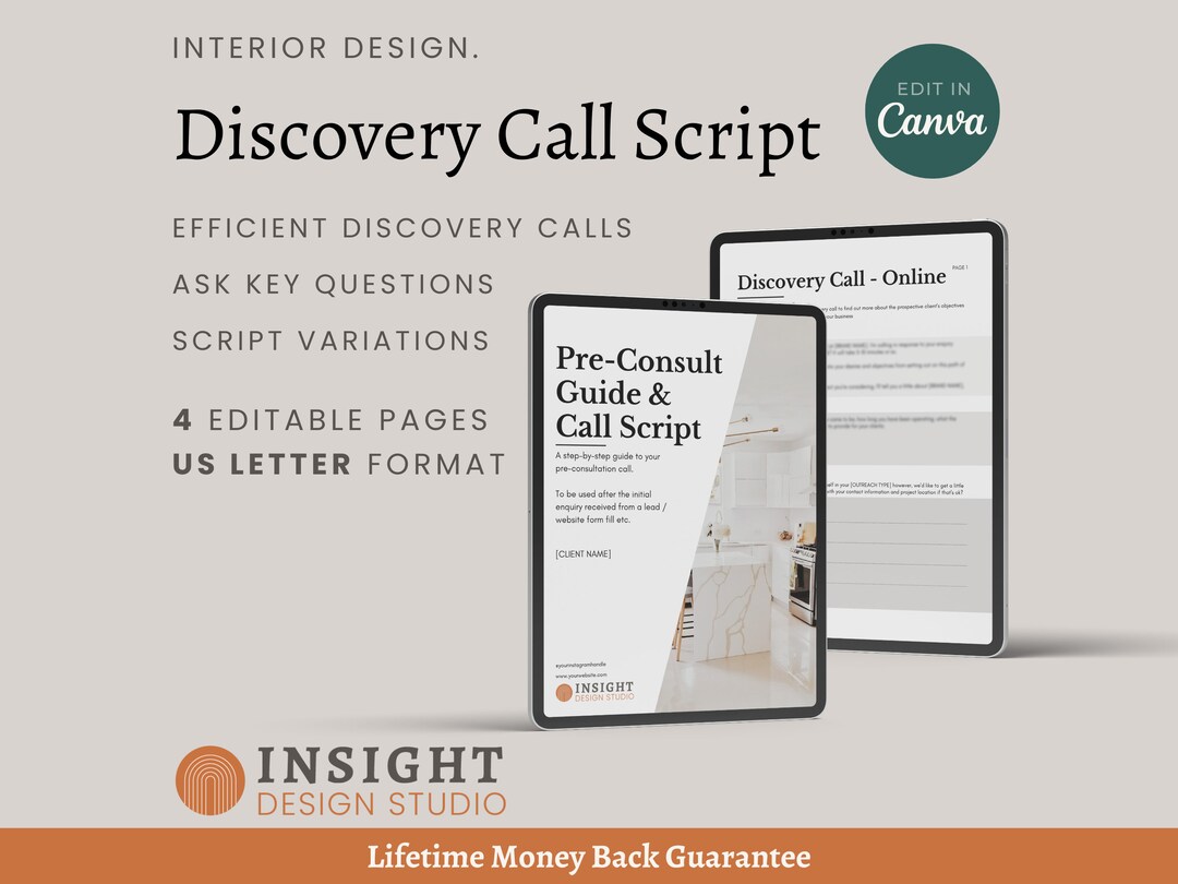 Interior Design Discovery Call Pre-consultation Call Script Aesthetic ...