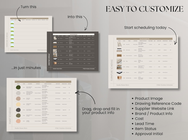 FFE Finishes Schedule for Interior Designers, Moodboard, Specification ...