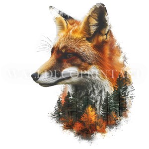 10 FOX Double Exposure Clipart Bundle - High Quality JPG - Digital ...