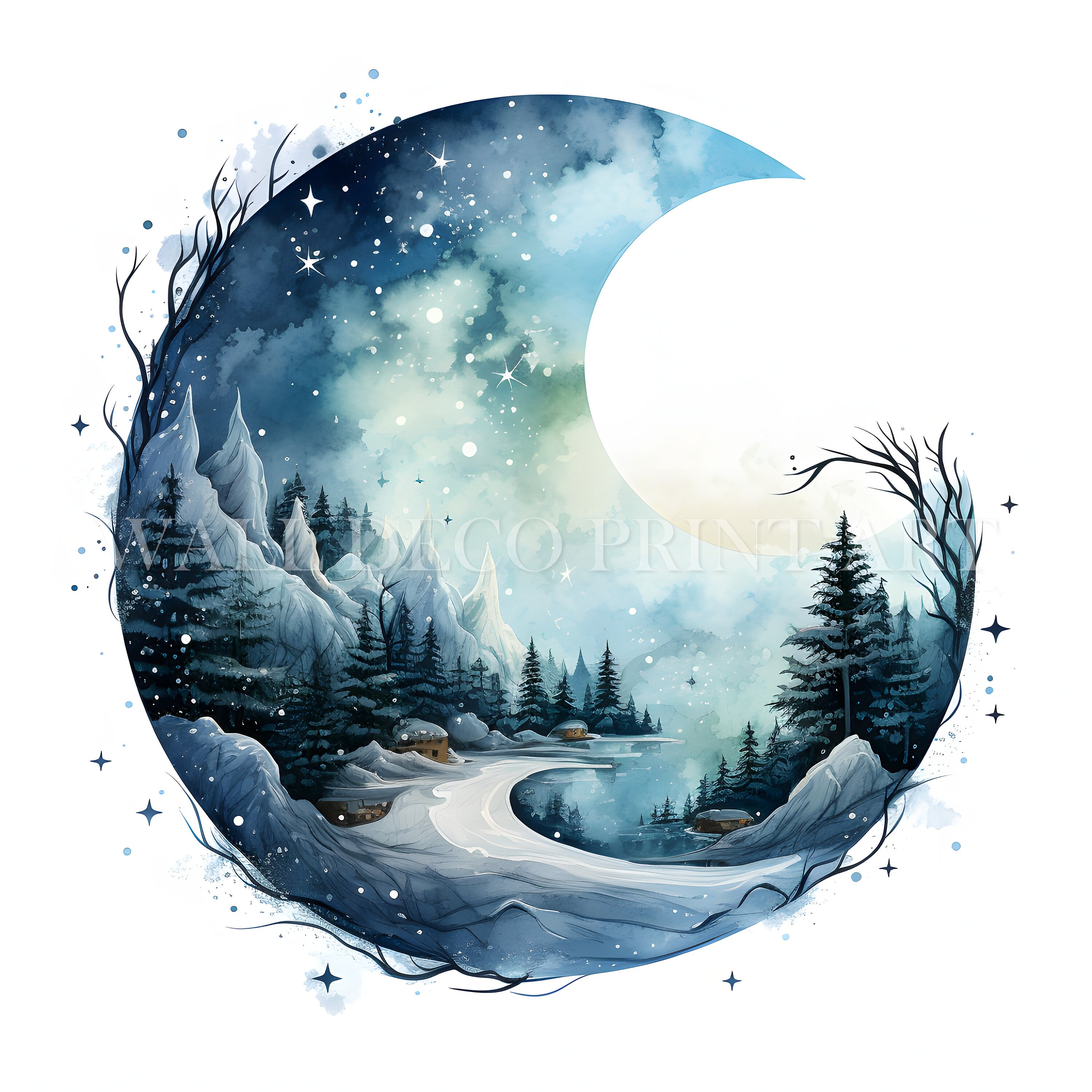 Beautiful Full Moon Clipart Bundle - 10 High Quality Jpgs - Digital ...