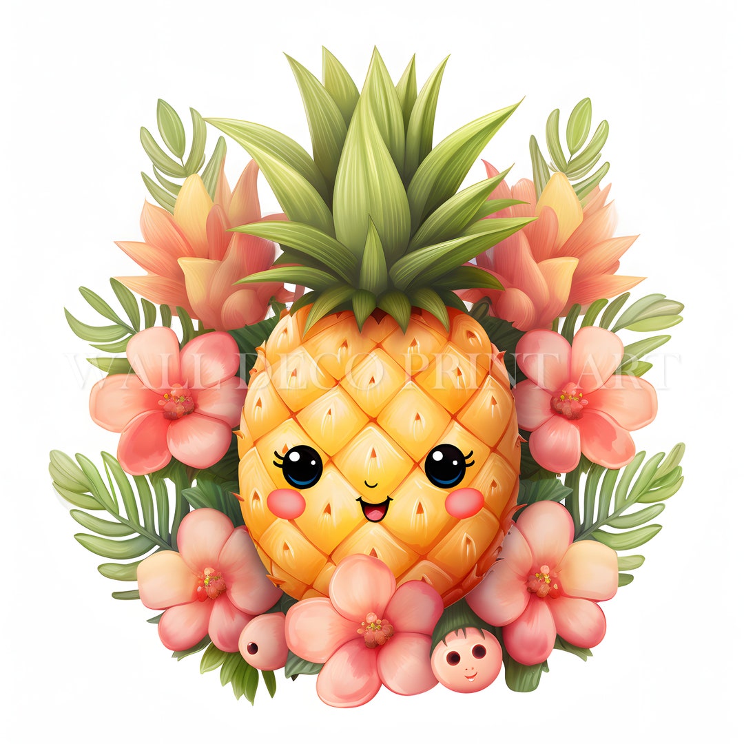 11 Cute Floral Pineapple Clipart Bundle - High Quality JPG - Digital ...