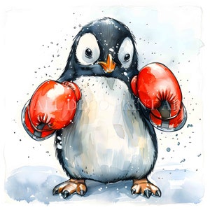 Cute Boxing Penguin Clipart Bundle - 10 High Quality Jpgs - Digital ...