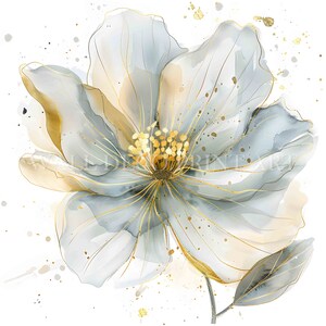 Silver & Gold Abstract Flowers Clipart Bundle - 10 High Quality Jpgs ...