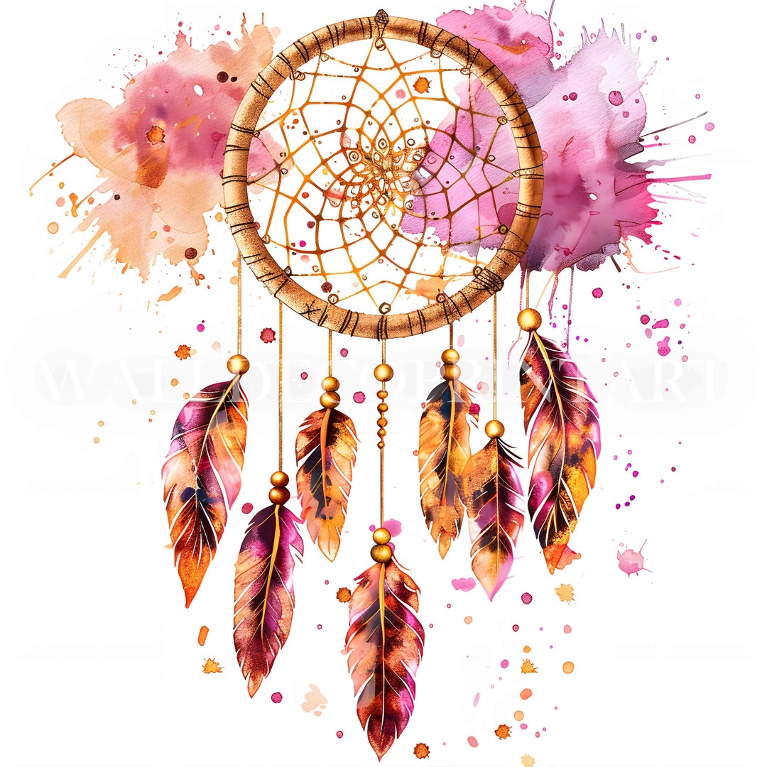 Pink & Gold Dream Catcher Clipart Bundle - 10 High Quality JPG ...