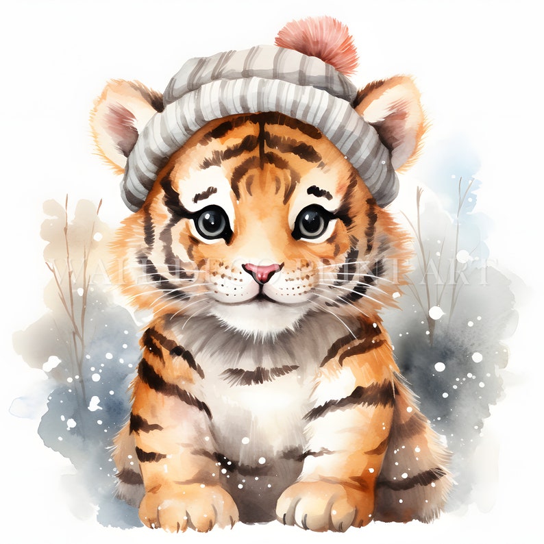 Christmas Tiger Clipart Bundle - 10 High Quality JPG - Digital ...