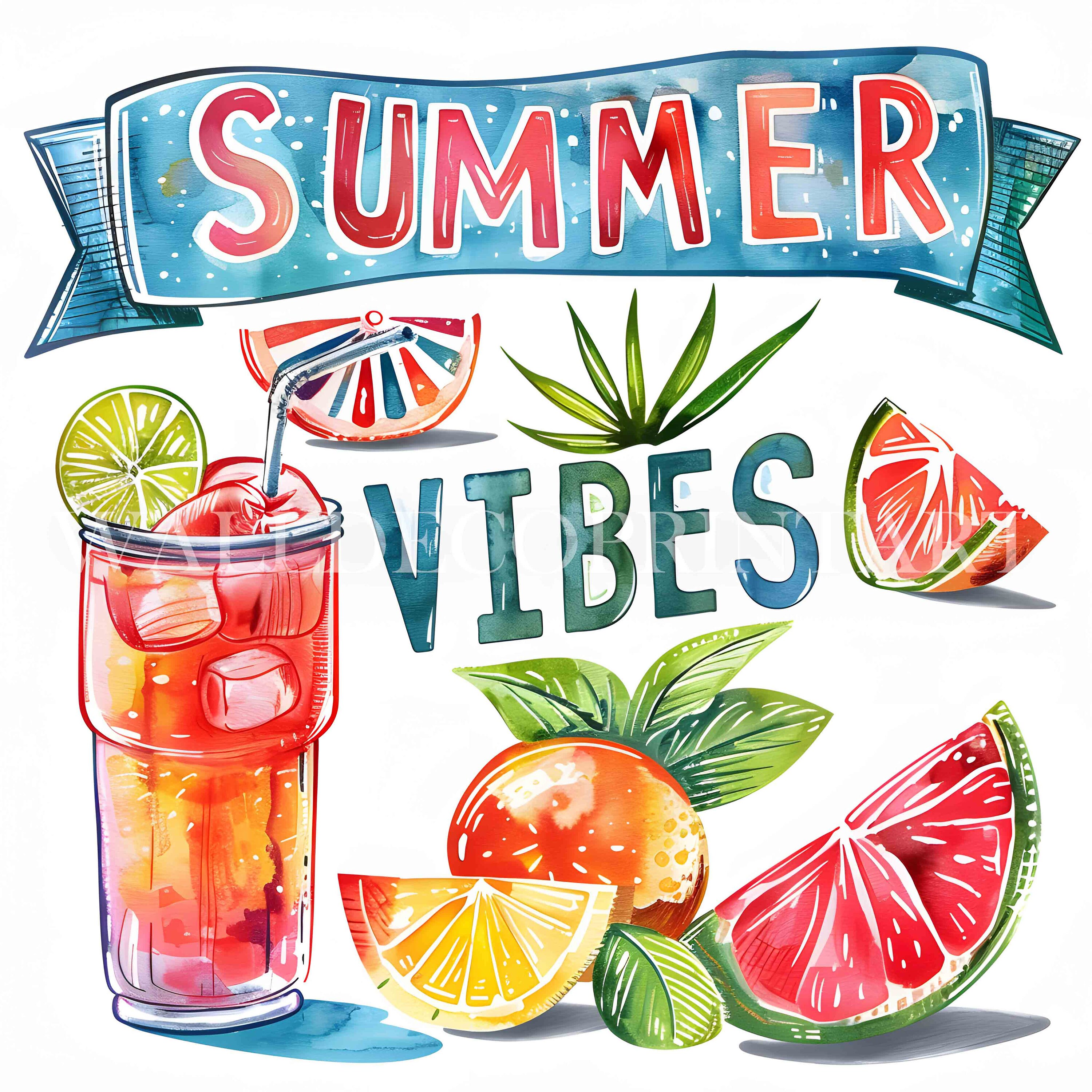 10 SUMMER VIBES Clipart Bundle - High Quality Jpgs - Digital Download ...