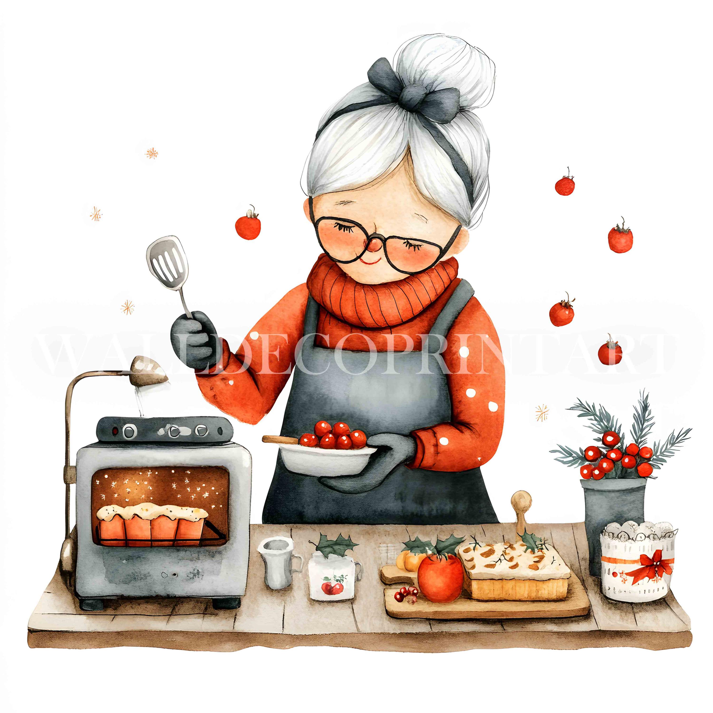 10 Baking Grandma Clipart - High Quality Jpgs - Digital Downloads ...