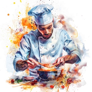 10 Cooking Chef Portrait Clipart - High Quality Jpgs - Digital ...
