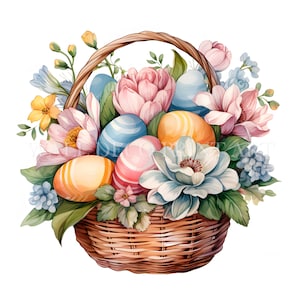 Easter Baskets Clipart Bundle SET 2 - 11 High Quality JPG - Digital ...