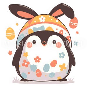 10 Cute Easter Penguin Clipart Bundle - High Quality JPG - Digital ...