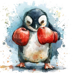 Cute Boxing Penguin Clipart Bundle - 10 High Quality Jpgs - Digital ...