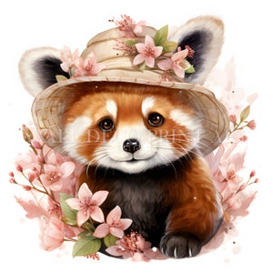 Cute Spring Flower Red Panda Clipart Bundle - 10 High Quality JPG ...
