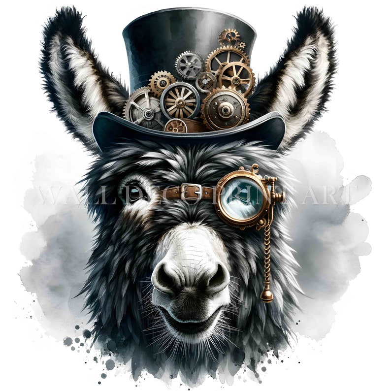 Cute Steampunk Donkey Clipart Bundle - 10 High Quality Images - Digital ...