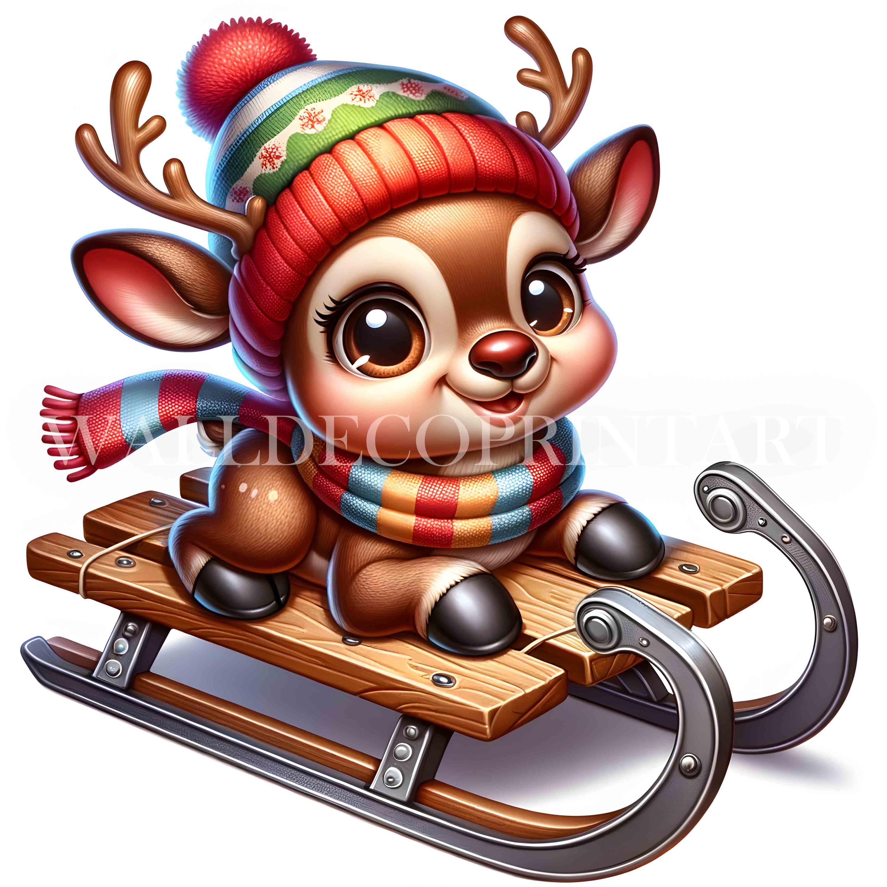 12 Christmas Winter Reindeer Clipart Bundle - High Quality JPG ...