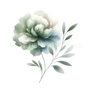 Green Simple Flowers Clipart Bundle - 12 High Quality JPG - Digital ...