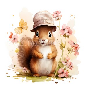 Tiny Spring Flower Squirrel Clipart Bundle - 10 High Quality JPG ...