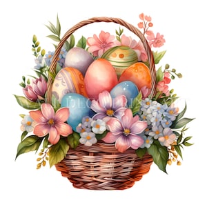 Easter Baskets Clipart Bundle SET 2 - 11 High Quality JPG - Digital ...