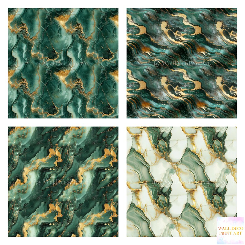 Golden Green Marble Digital Paper - Seamless Abstract Design for ...