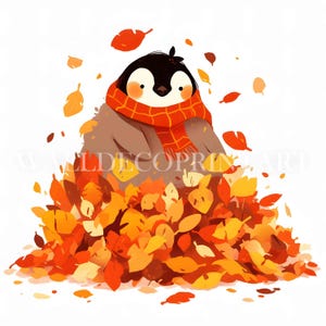 10 Cute Autumn Penguin Clipart Bundle - High Quality Jpgs - Digital ...