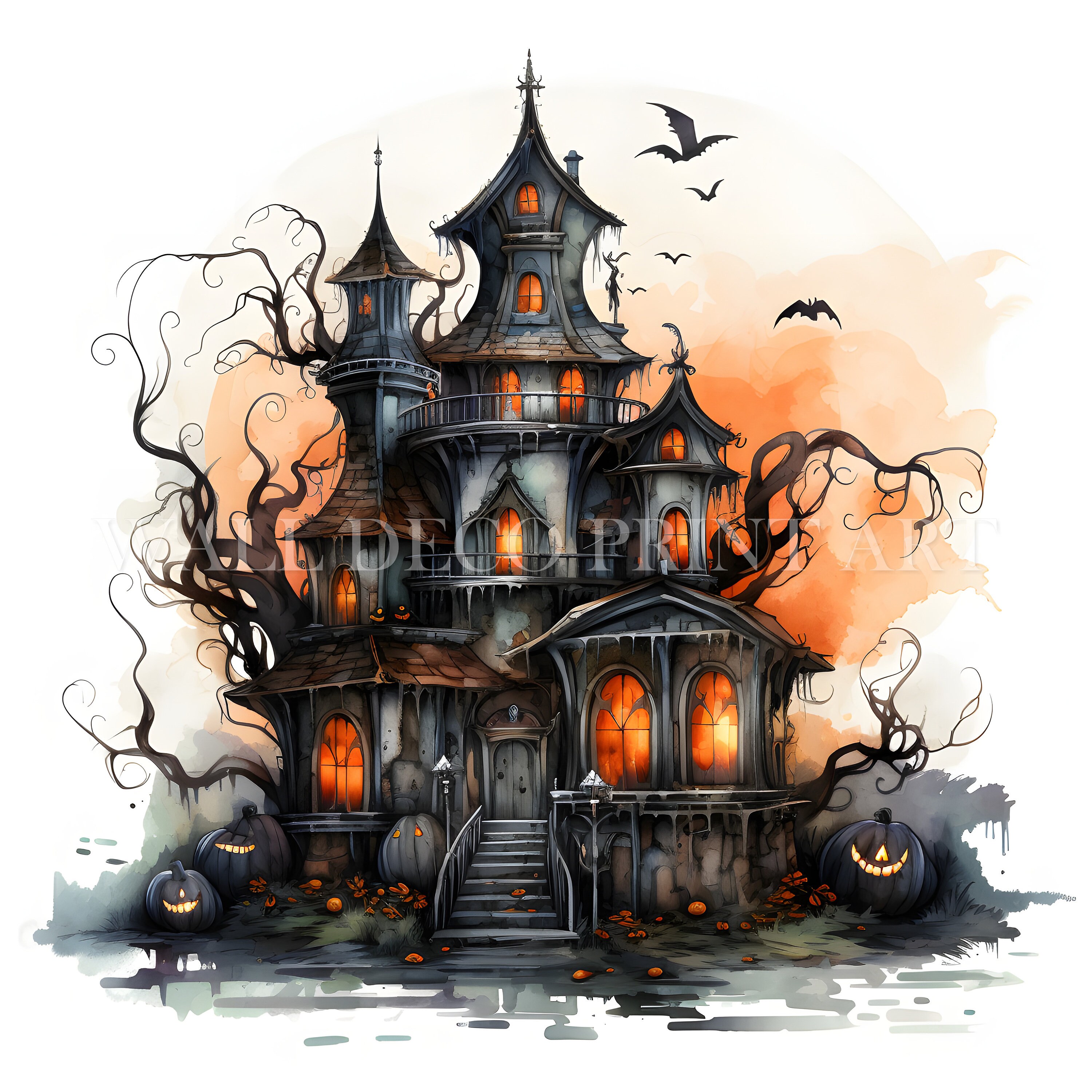 Halloween Haunted House Clipart Bundle - 6 High Quality Jpgs - Digital ...