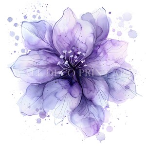 Purple & Silver Abstract Flowers Clipart Bundle - 10 High Quality JPG ...
