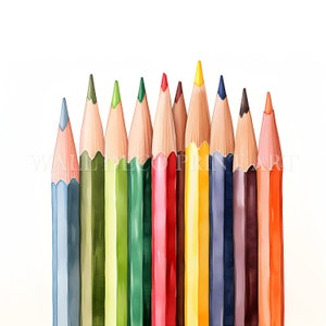 Colorful Pencils Clipart - 10 High Quality Jpgs - Digital Downloads ...