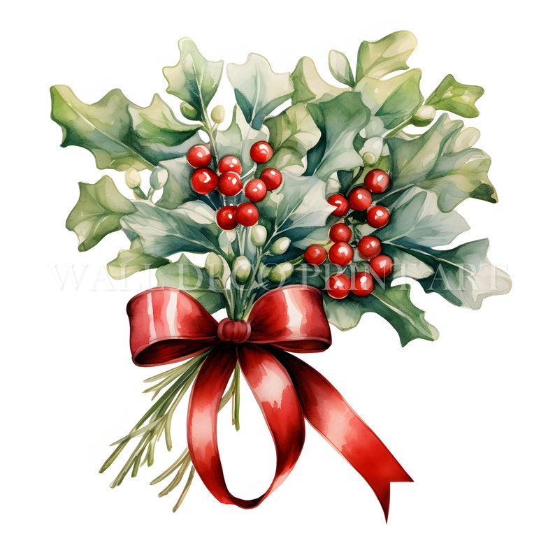 Christmas Mistletoe Clipart Bundle - 12 High Quality JPG - Digital ...