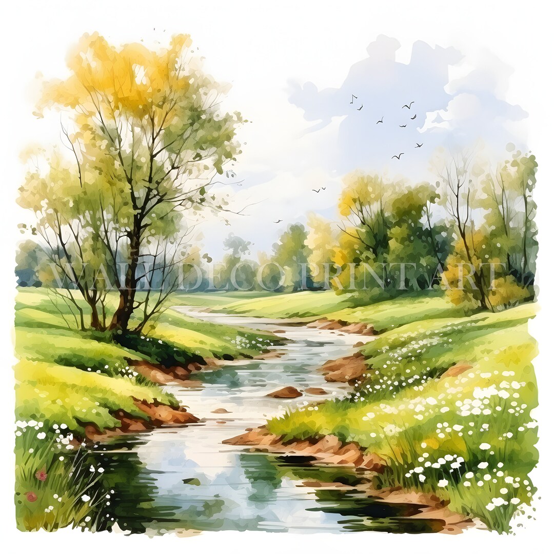 Spring Landscape Clipart Bundle - 10 High Quality Jpgs - Digital ...