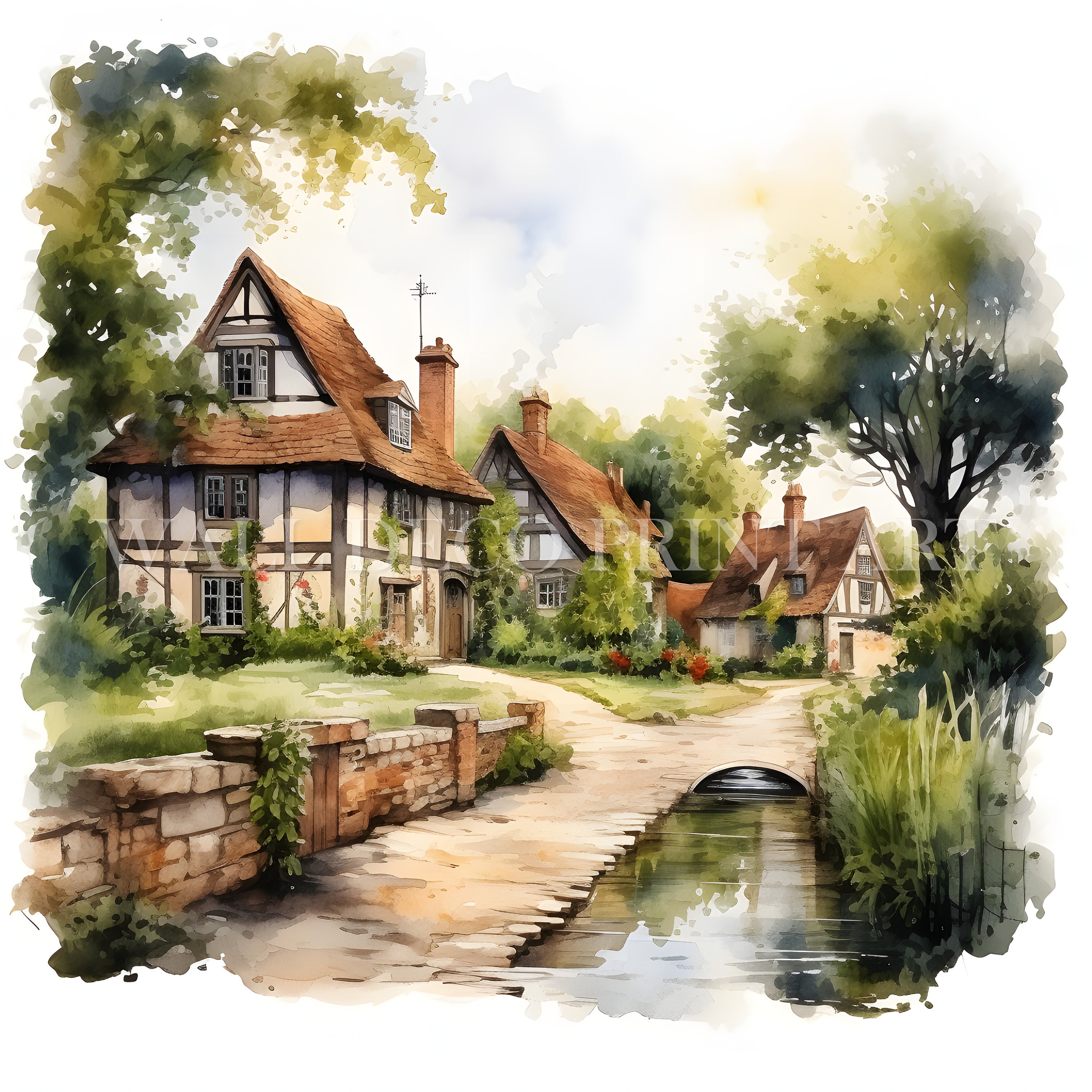 Watercolor English Village Clipart Bundle - 10 High Quality Jpgs ...