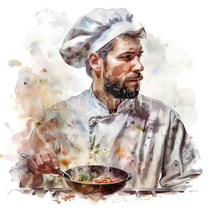 10 Cooking Chef Portrait Clipart - High Quality Jpgs - Digital ...