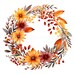 Autumn Floral Wreath Clipart - 10 High Quality JPG - Instant Digital ...