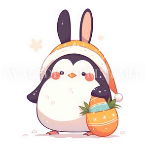 10 Cute Easter Penguin Clipart Bundle - High Quality JPG - Digital ...