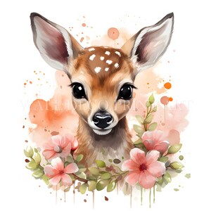 Sweet Spring Flower Deer Clipart Bundle - 10 High Quality JPG - Digital ...