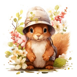 Tiny Spring Flower Squirrel Clipart Bundle - 10 High Quality JPG ...