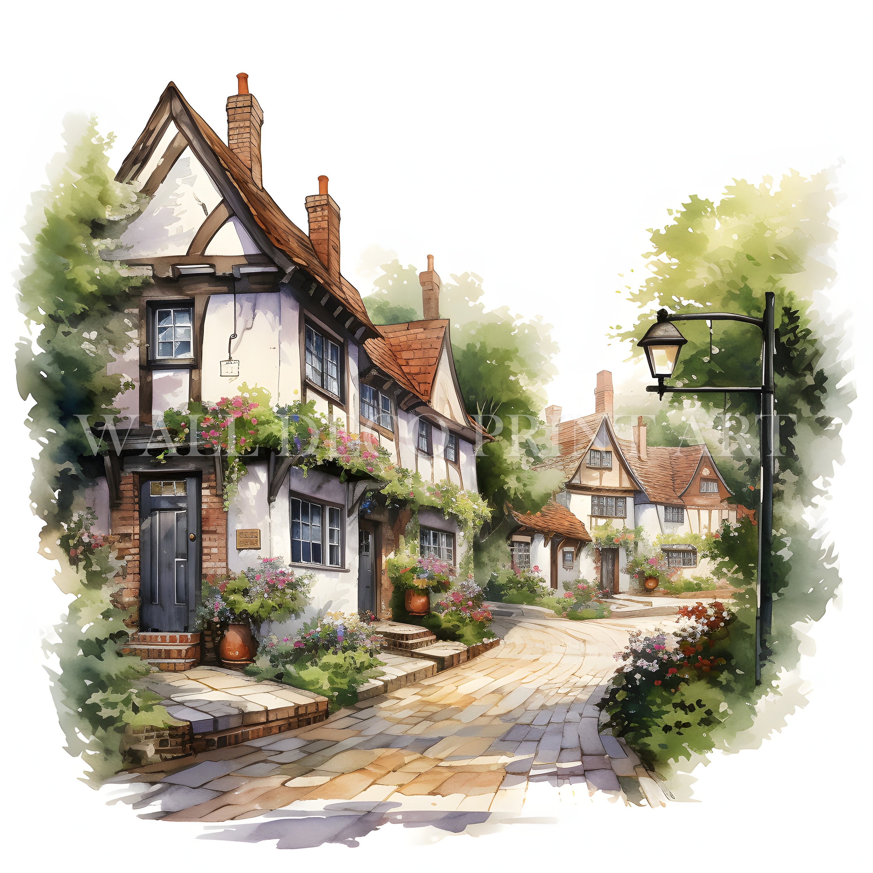 Watercolor English Village Clipart Bundle - 10 High Quality Jpgs ...