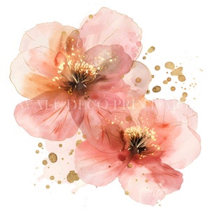 Pink & Gold Abstract Flowers Clipart Bundle - 10 High Quality PNG ...