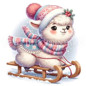 10 Christmas Winter Alpaca Clipart Bundle - High Quality JPG - Digital ...