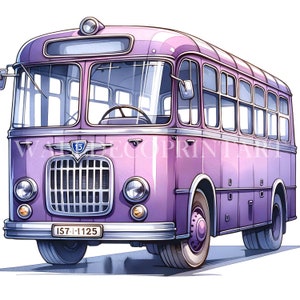 11 Retro Bus Clipart Bundle - High Quality Jpgs - Digital Downloads ...