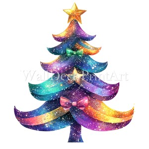 13 Colorful Christmas Tree Clipart Bundle - High Quality Jpgs - Digital ...