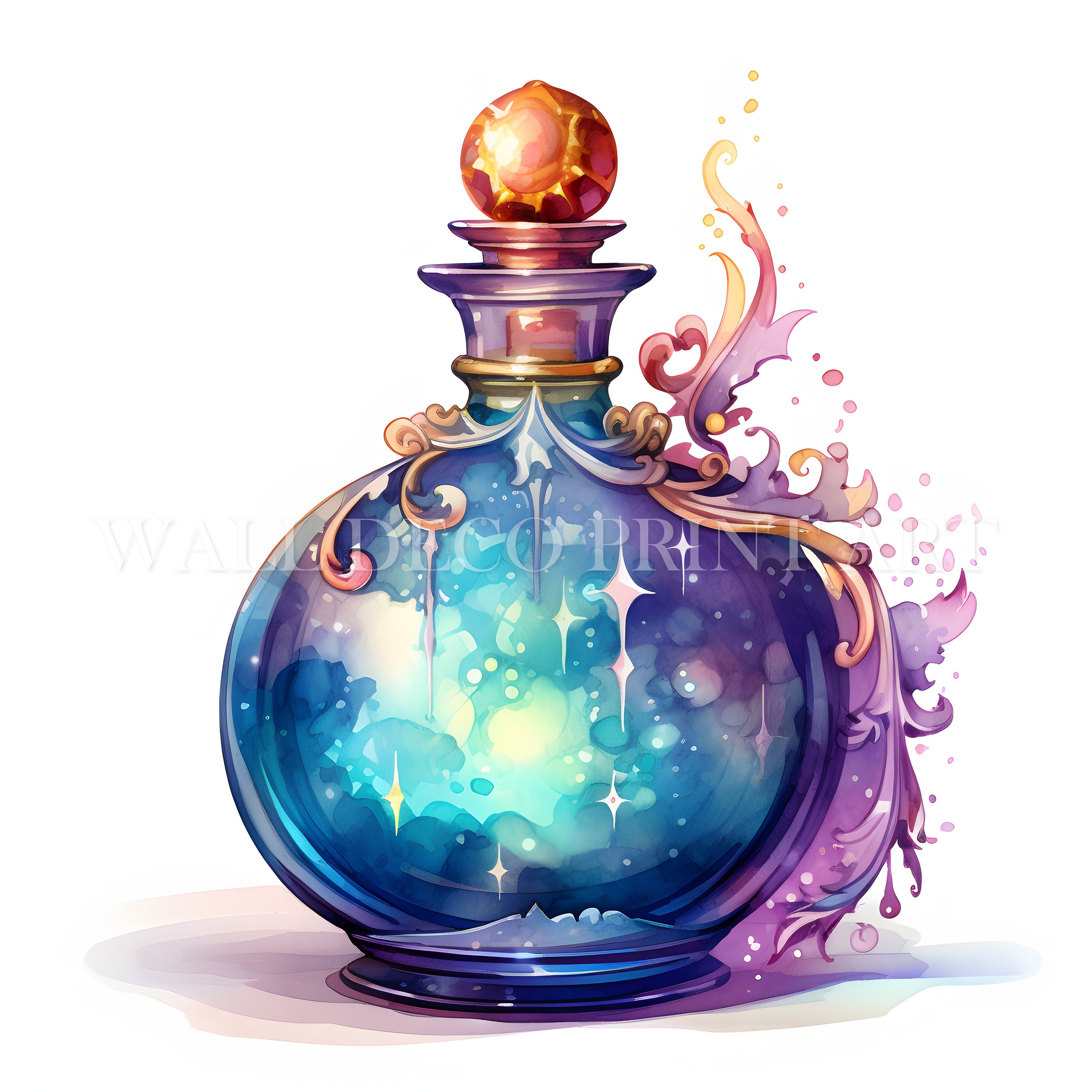 Colorful Magical Potion Clipart Bundle - 10 High Quality Jpgs - Digital ...