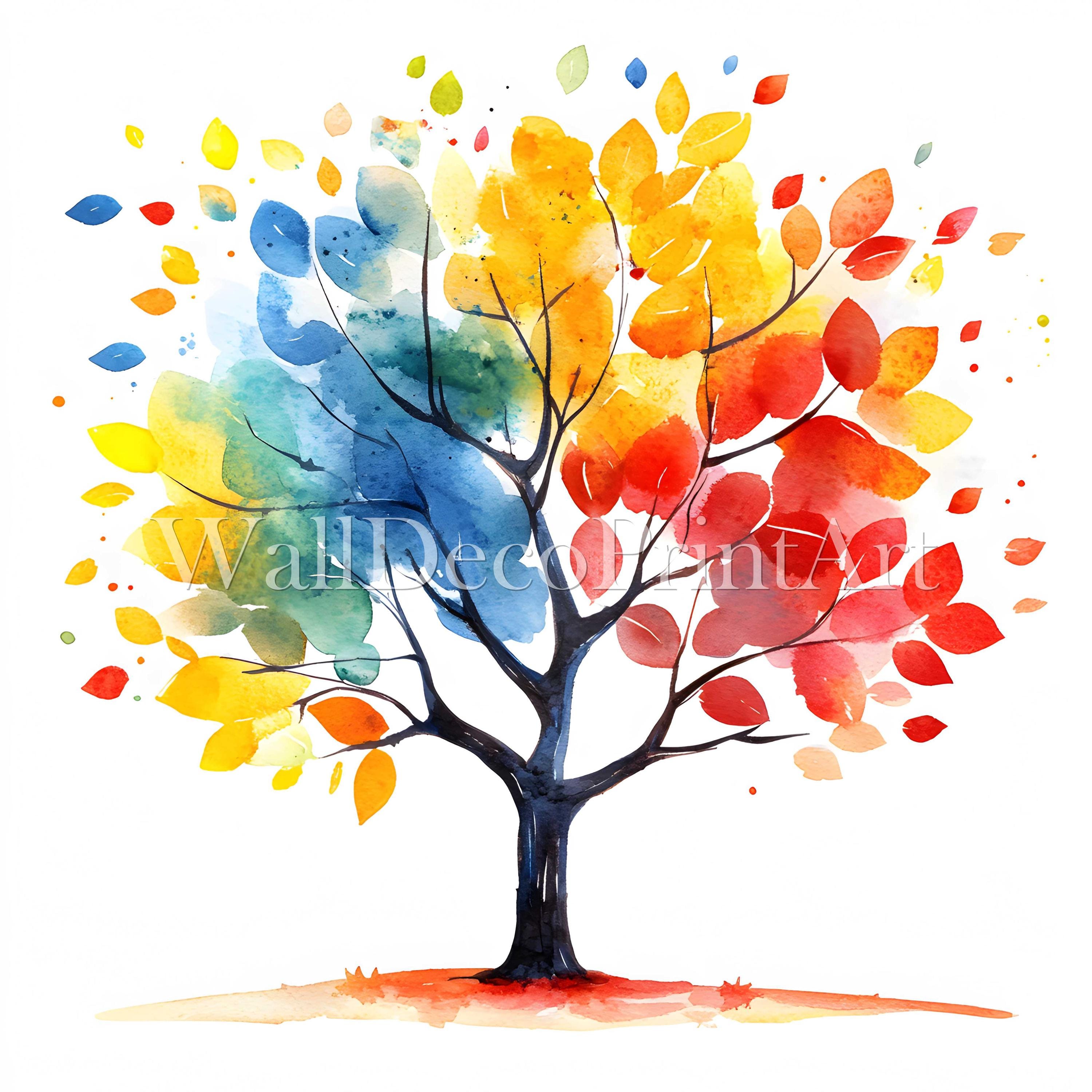 12 Simple Colorful Tree Clipart Bundle - High Quality JPG - Digital ...