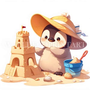 11 Penguin on Beach Clipart Bundle - High Quality JPG - Digital ...