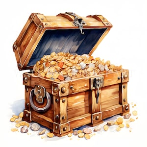 Watercolor Treasure Clipart Bundle - 11 High Quality Jpgs - Digital ...