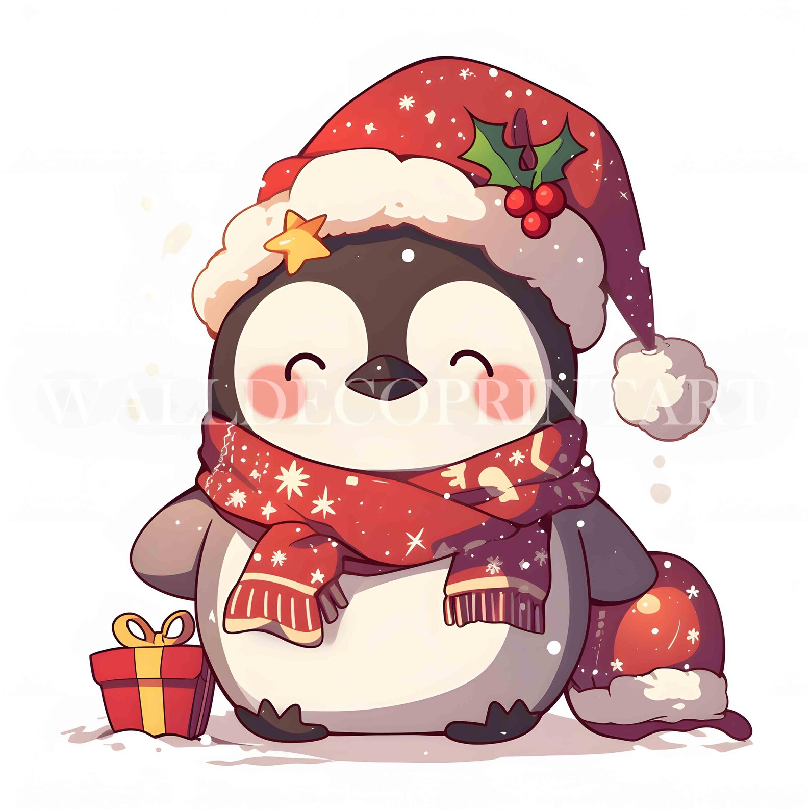 10 Cute Christmas Penguin Clipart Bundle - High Quality Jpgs - Digital ...